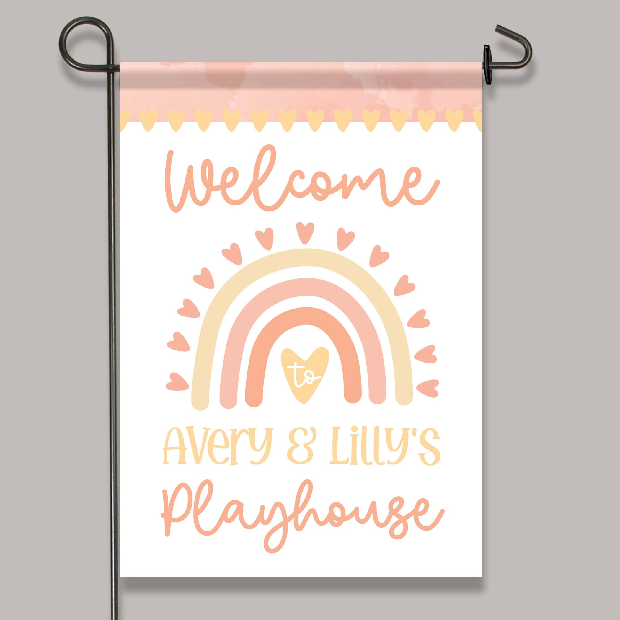 Personalized "Welcome to my Playhouse" Rainbow Garden Flag — 28 Collective