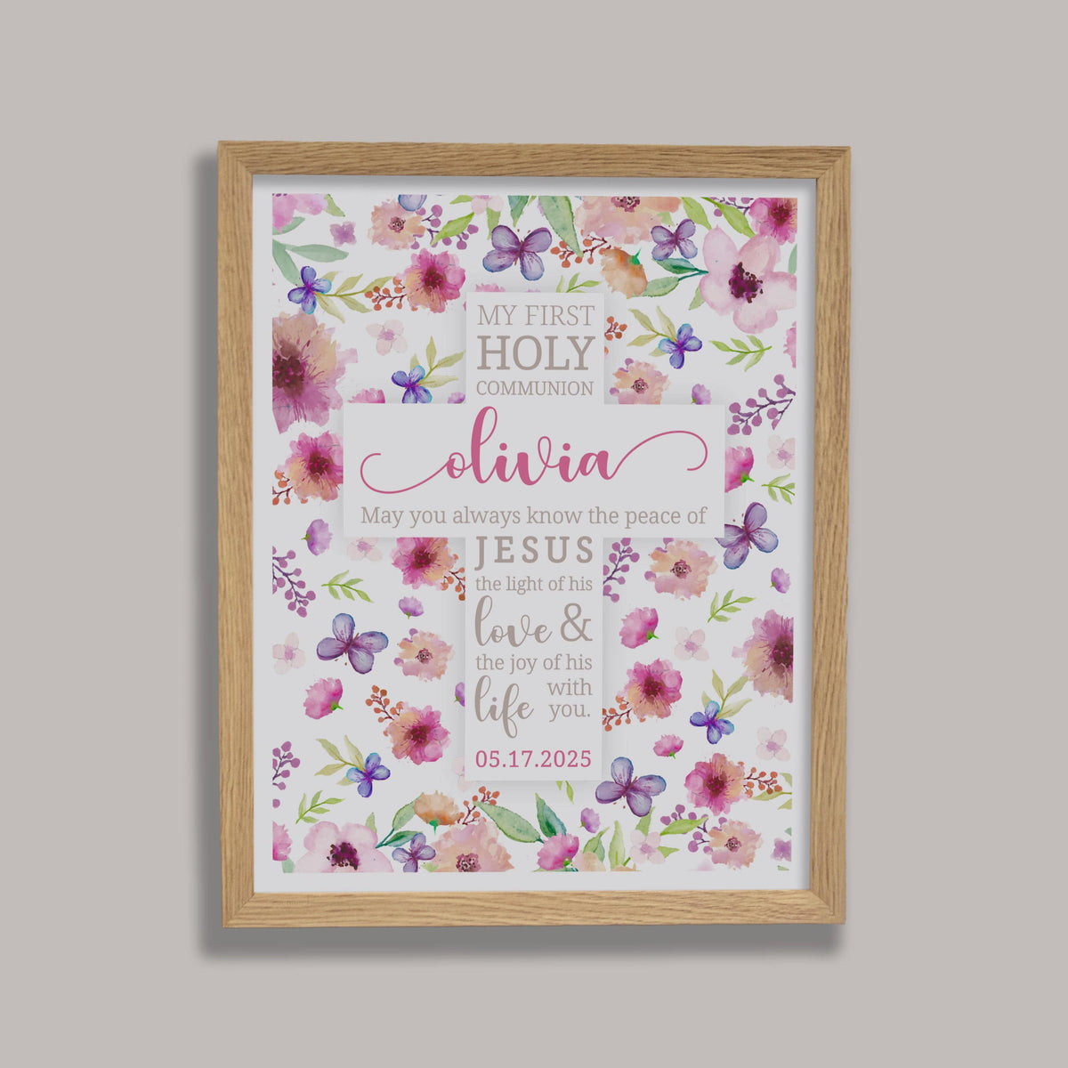 Personalized "First Holy Communion" Cross Wall Art Sign for Girl — 28 ...