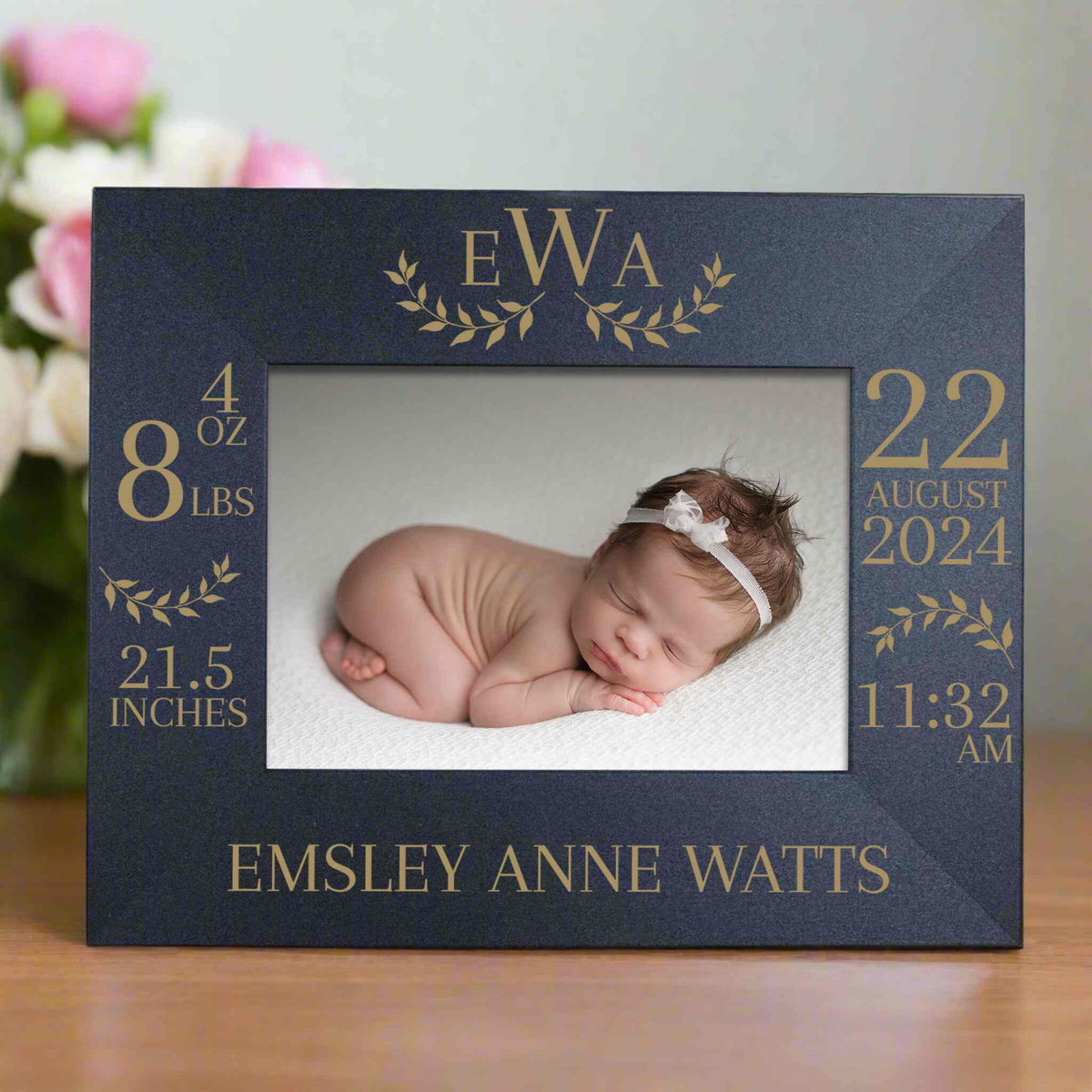 Monogrammed Baby Birth Information Frame — 28 Collective
