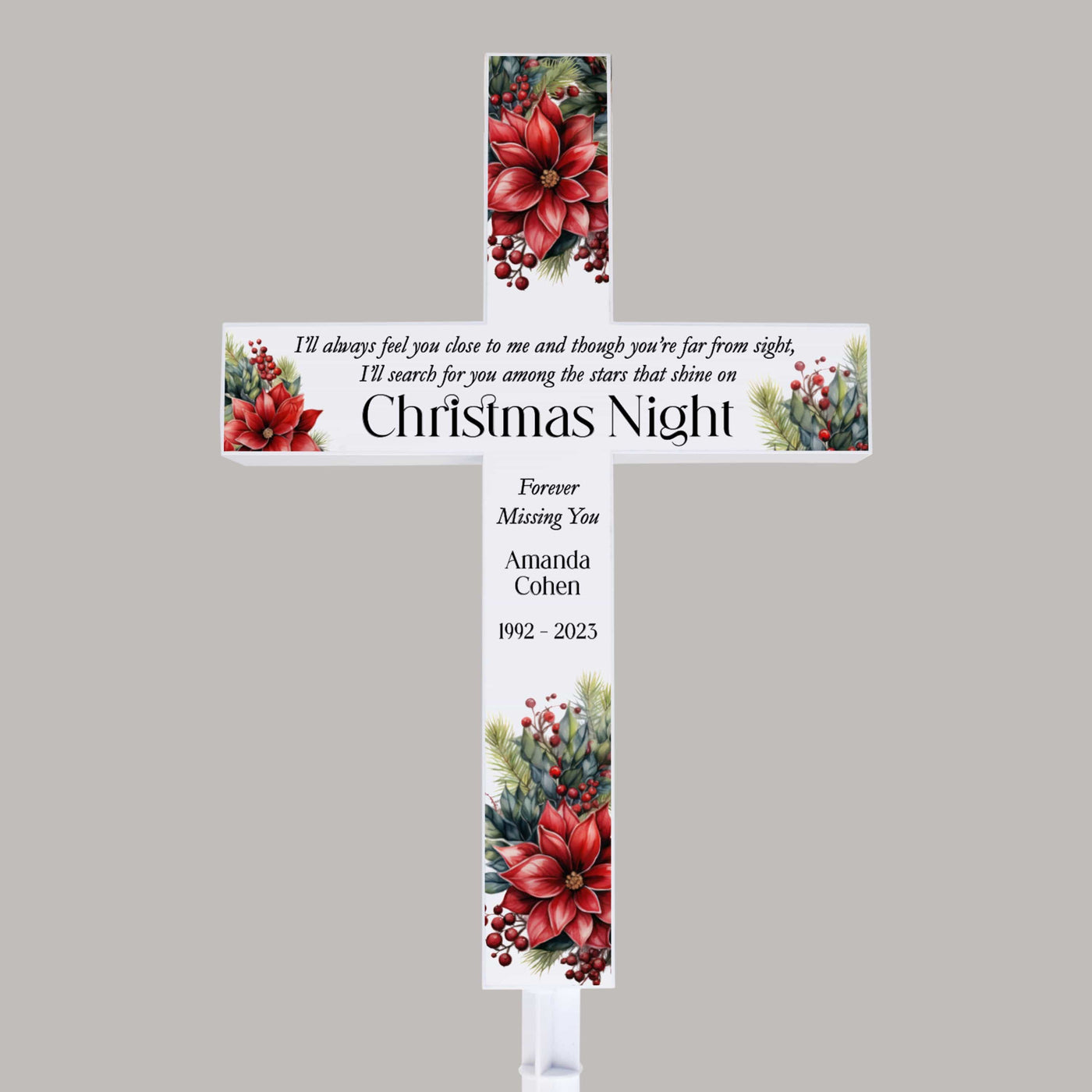 Personalized Christmas Memorial Solar Garden Stake Cross — 28 Collective