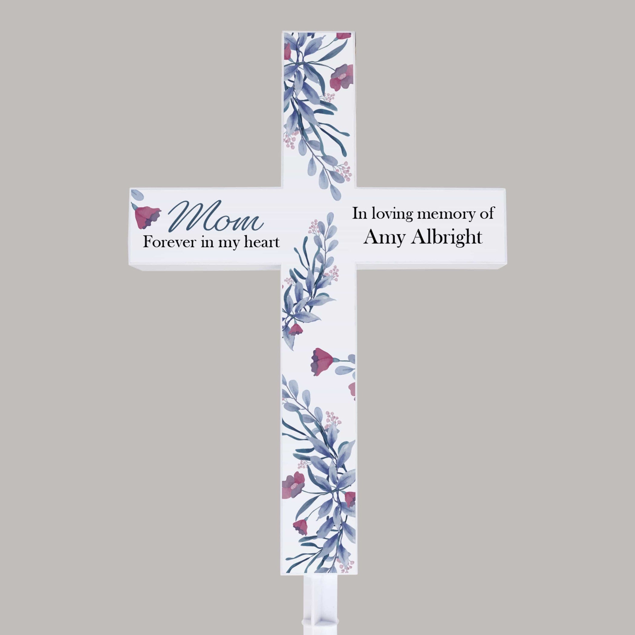 Personalized Mom Memorial Solar Garden Stake Cross — 28 Collective