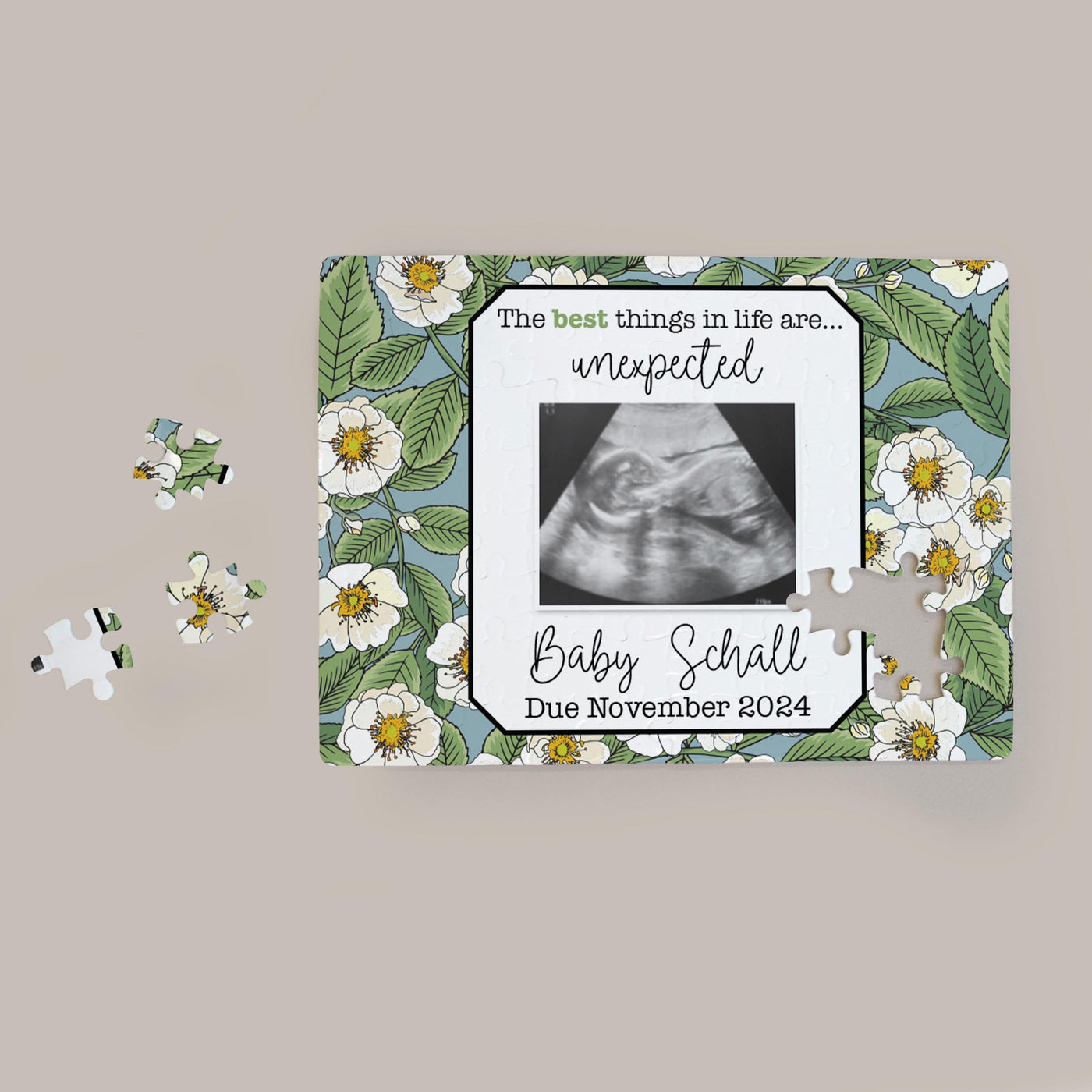 Personalized "Best Things In Life Are Unexpected" Pregnancy Announceme ...