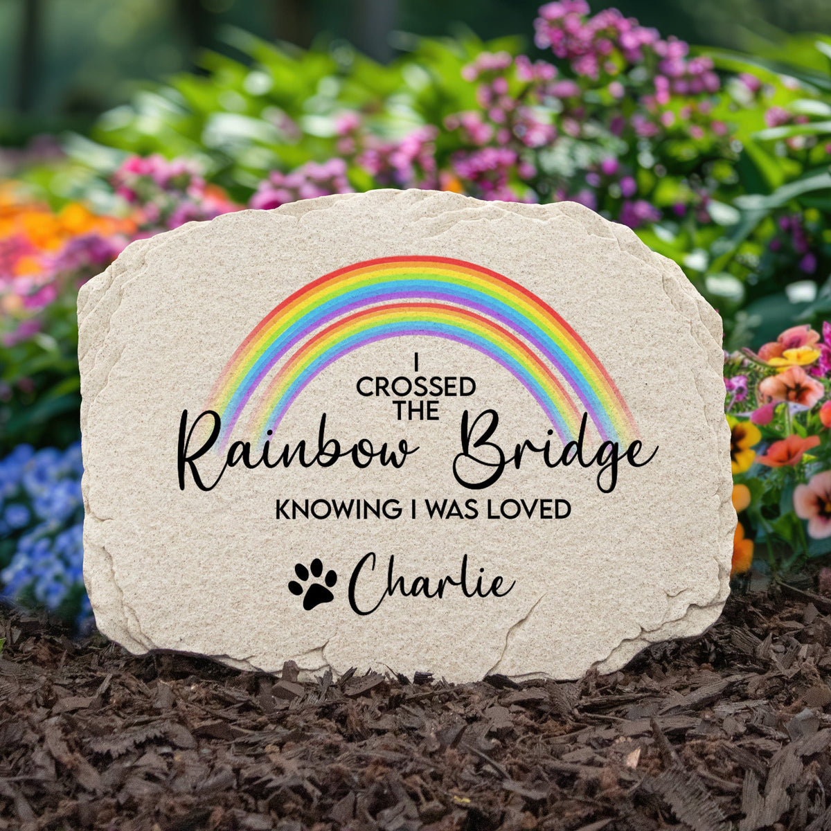 Personalized Pet "Rainbow Bridge" Memorial Garden Stone — 28 Collective