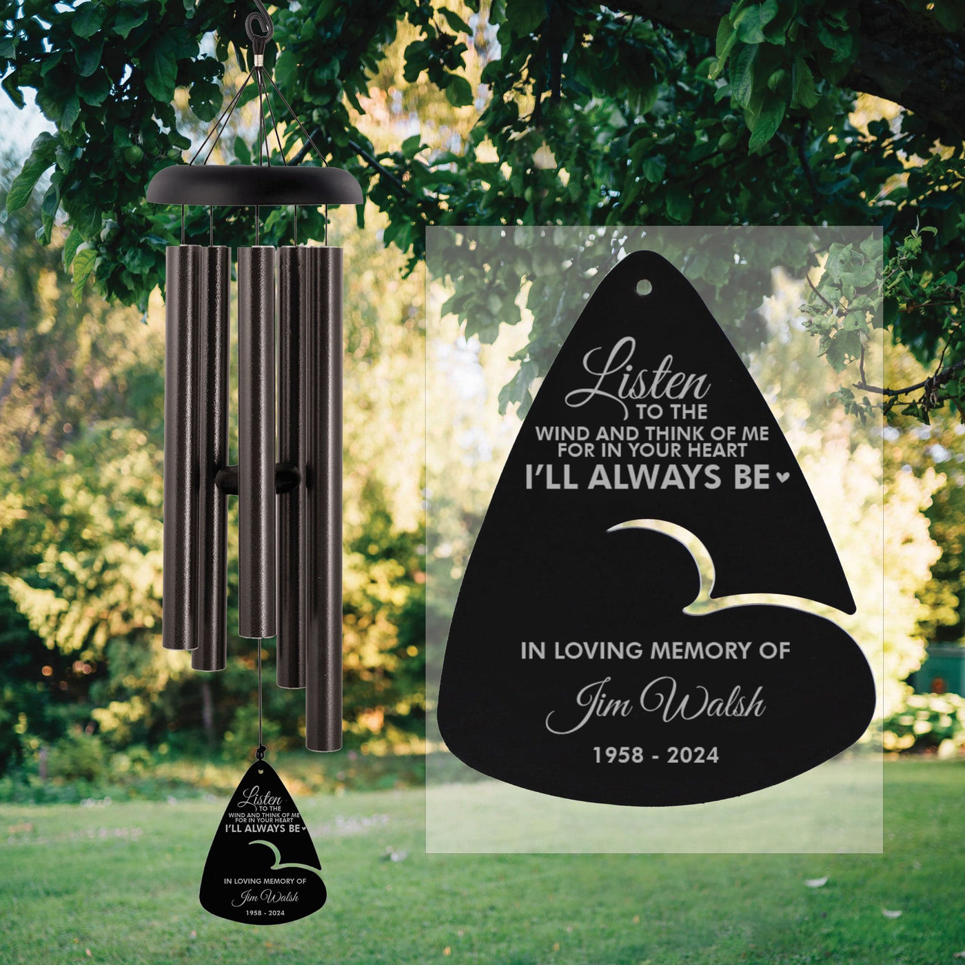 Personalized "Listen to the Wind and Think of Me..." Memorial Wind Chi ...