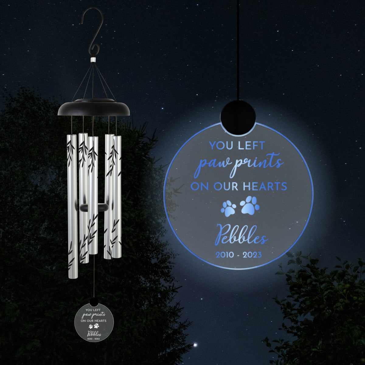 Personalized Pet Memorial Solar Wind Chime — 28 Collective