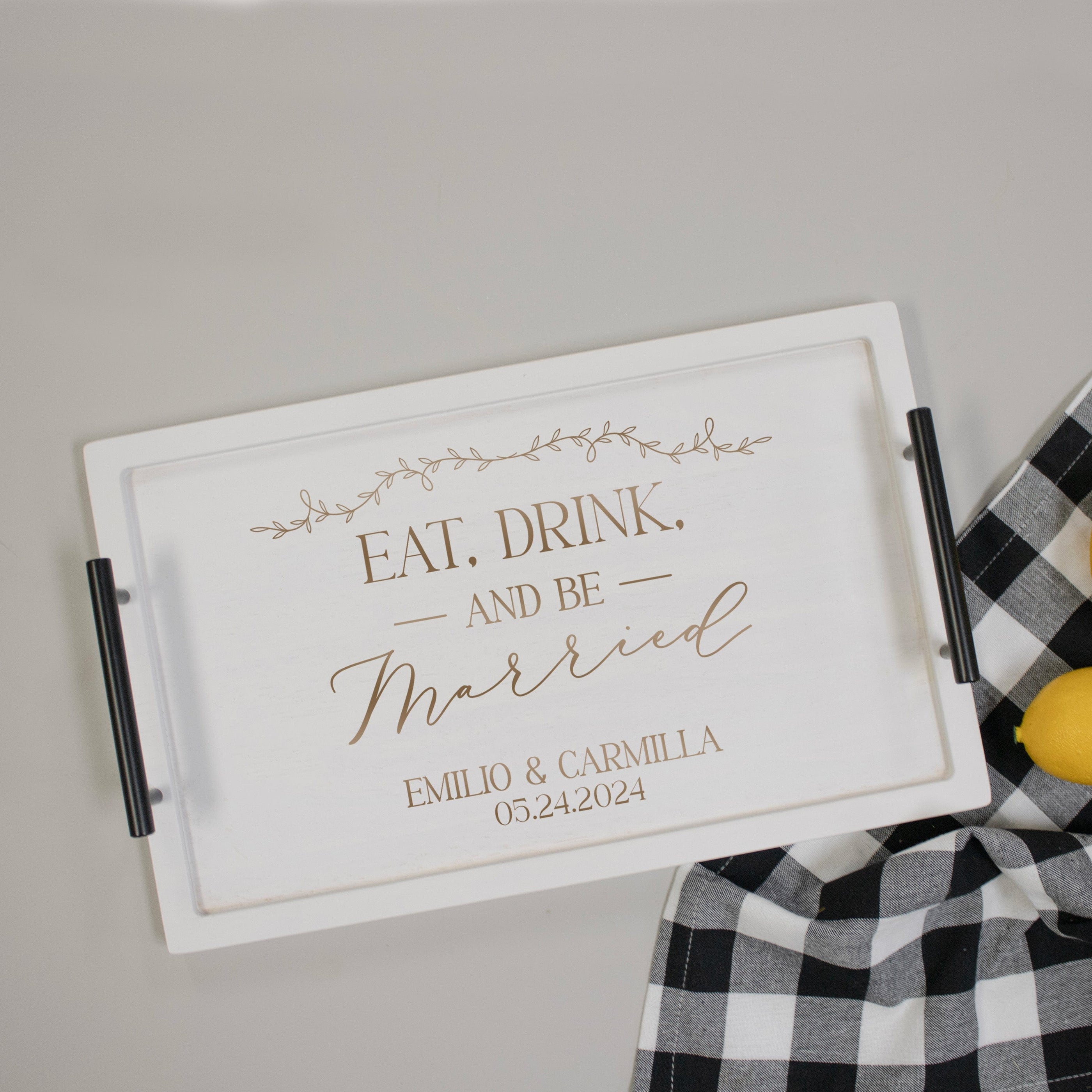 Personalized "Eat, Drink and be Married" Wooden Serving Tray — 28 ...