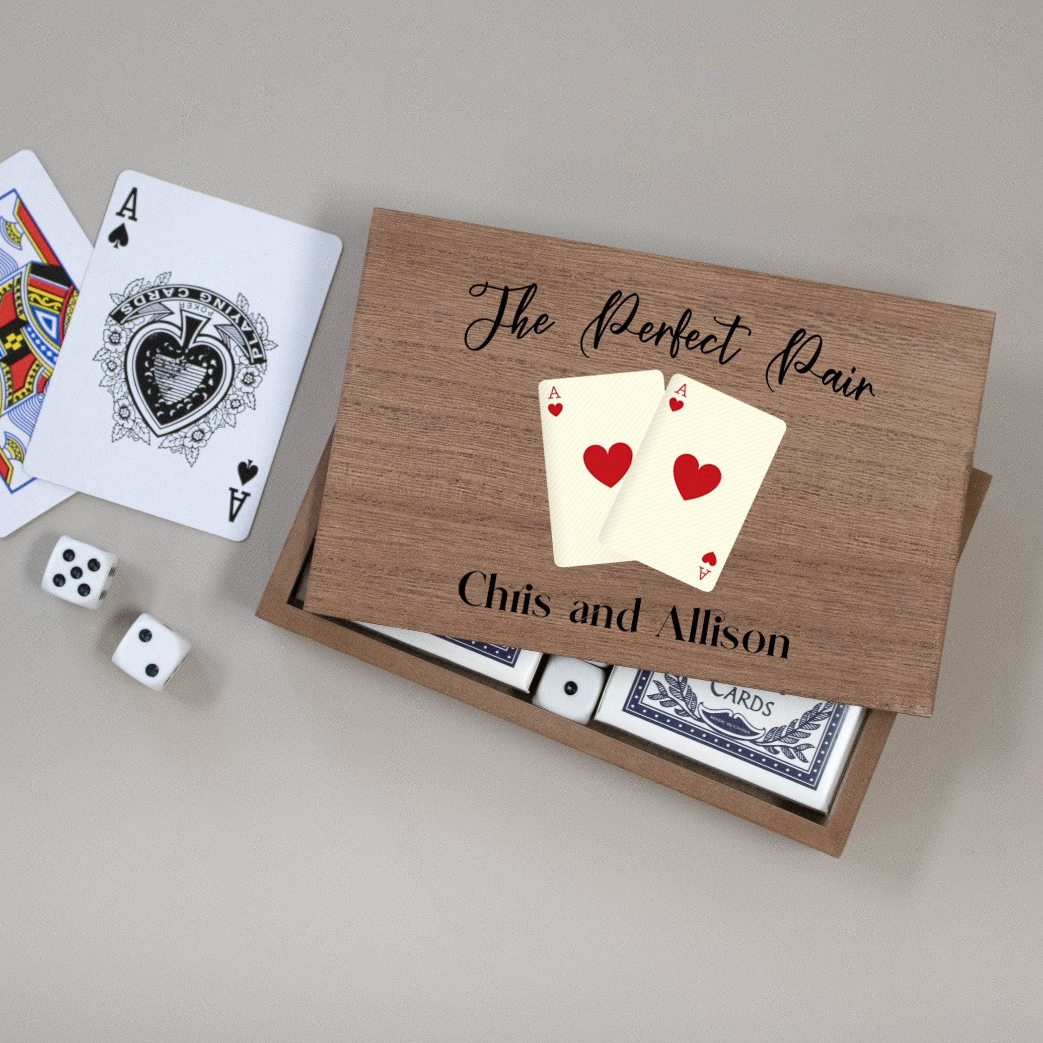 Personalized “The Perfect Pair” Card Dice Game Set — 28 Collective