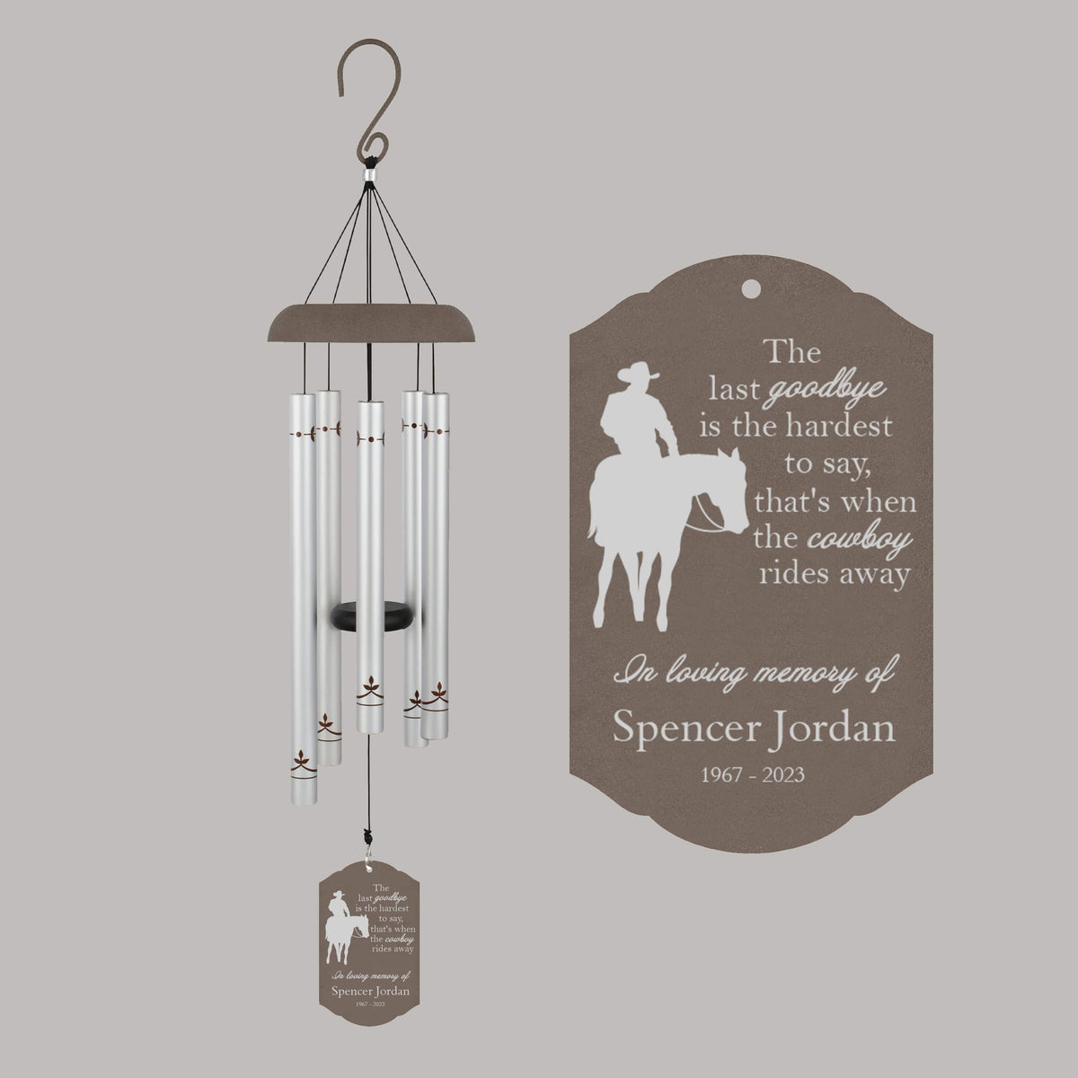Personalized "Cowboy Rides Away" Memorial Wind Chime — 28 Collective