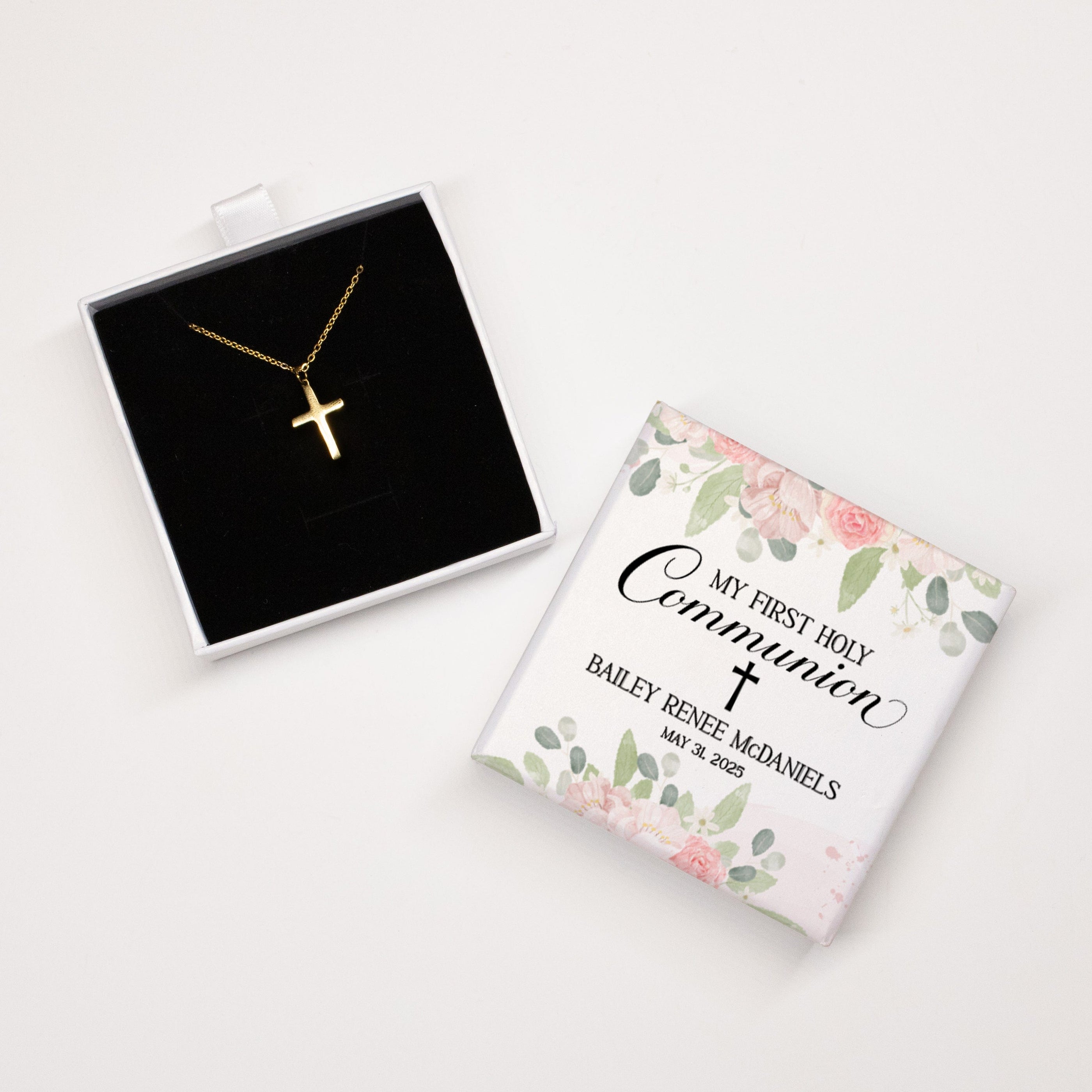 Personalized First Communion Gold Cross Necklace — 28 Collective