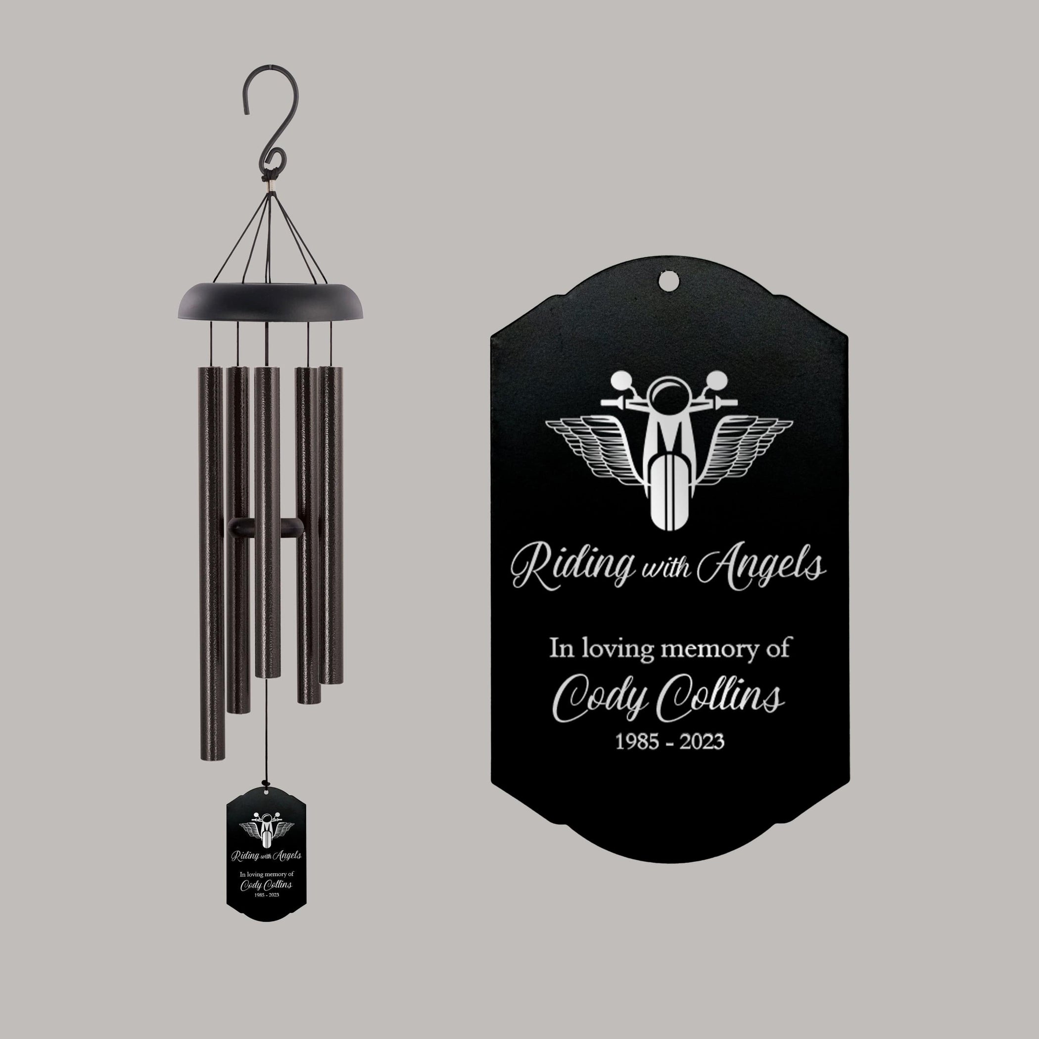 Personalized Motorcycle "Riding with Angels" Memorial Wind Chime — 28 ...