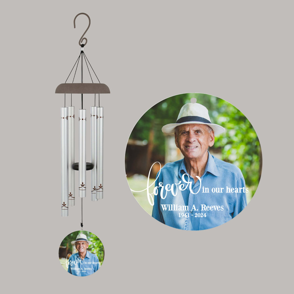 Personalized "Forever in Our Hearts" Photo Memorial Wind Chime — 28 ...