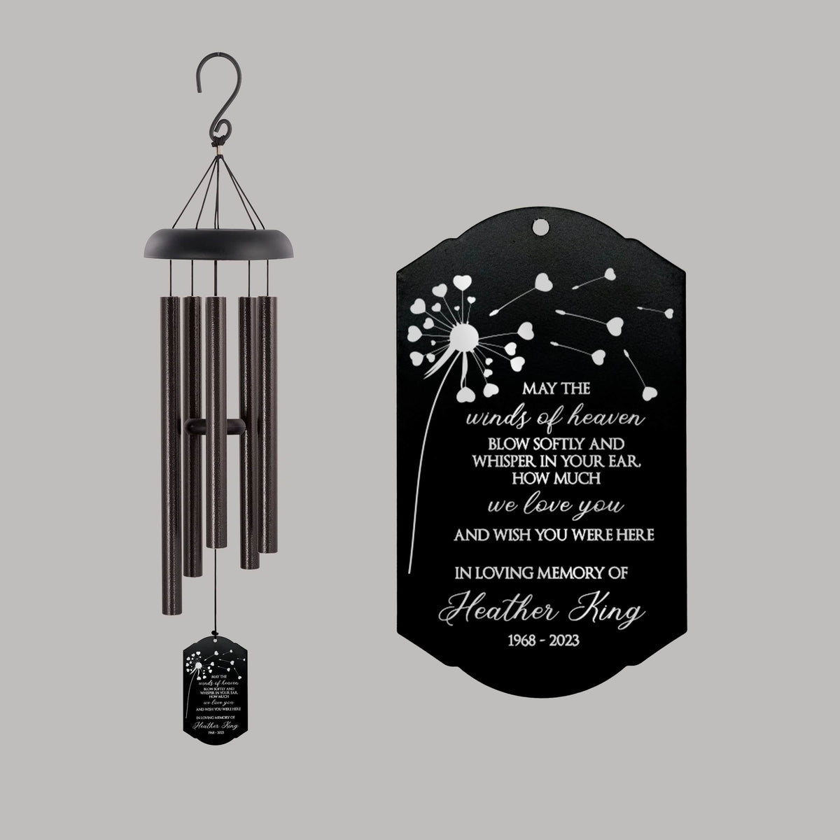 Personalized "Winds of Heaven..." Memorial Wind Chime — 28 Collective
