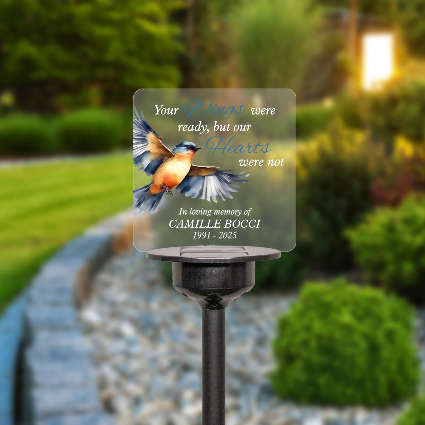 Personalized "Wings Were Ready" Memorial Solar Garden Stake — 28 Collective