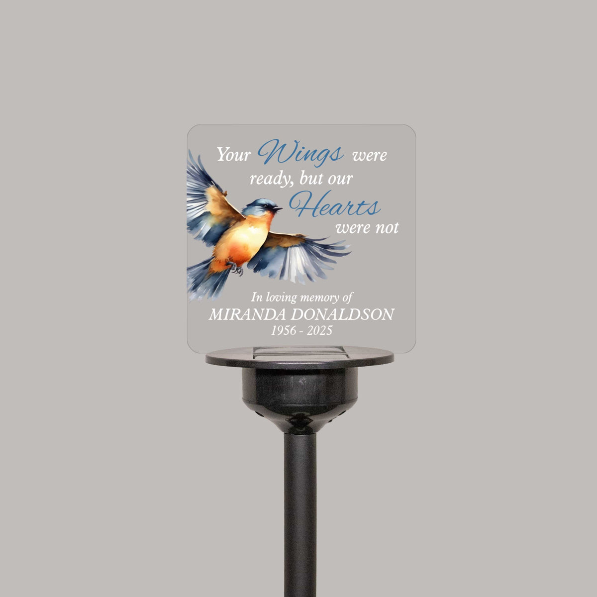 Personalized "Wings Were Ready" Memorial Solar Garden Stake — 28 Collective