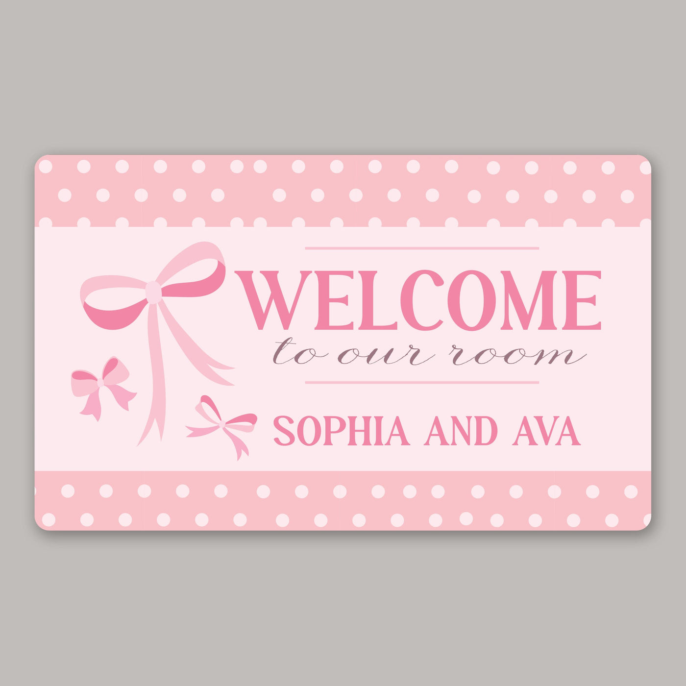 Personalized Pink Bows Welcome Mat — 28 Collective