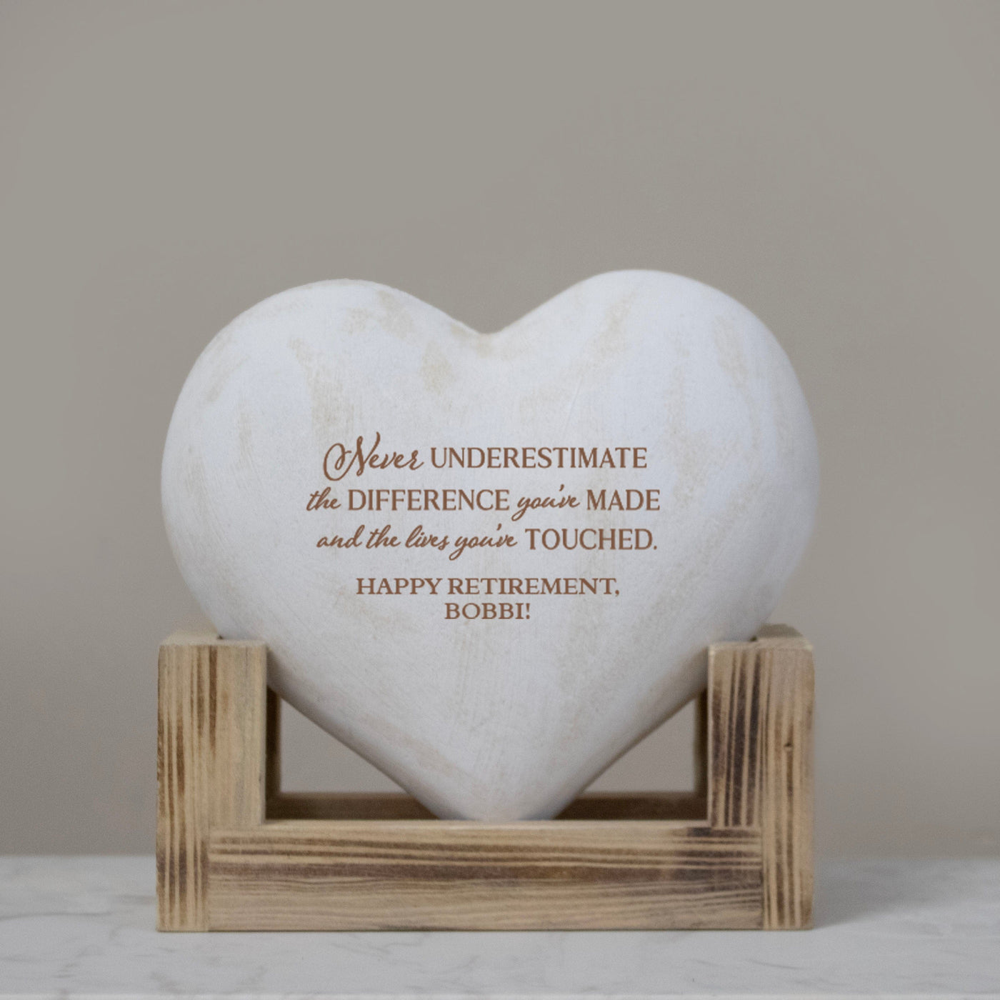 Personalized Retirement Wooden Heart Display Plaque — 28 Collective
