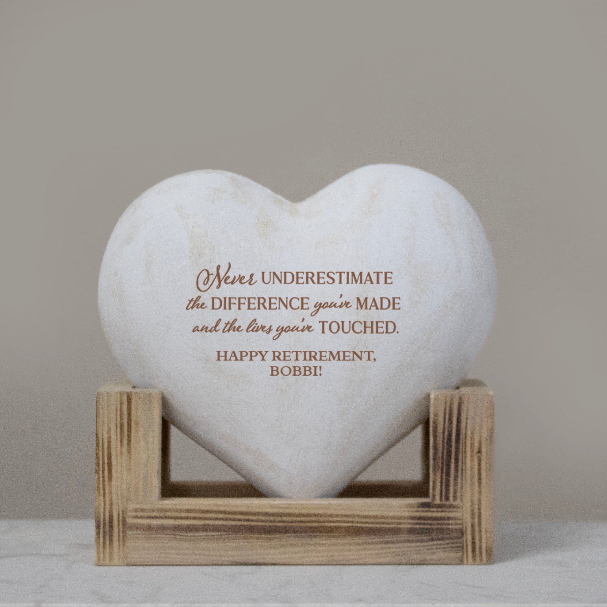 Personalized Retirement Wooden Heart Display Plaque — 28 Collective