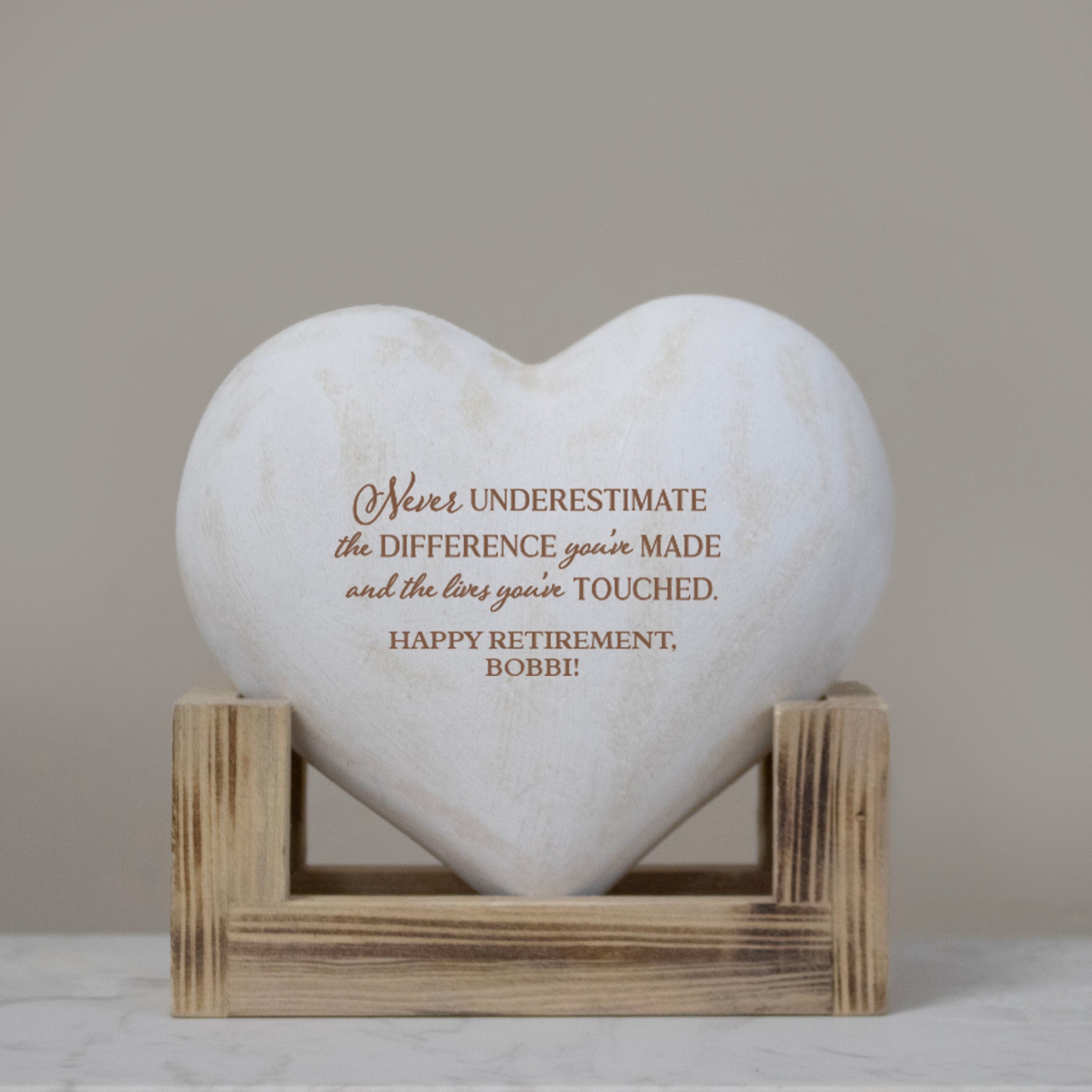 Personalized Retirement Wooden Heart Display Plaque — 28 Collective