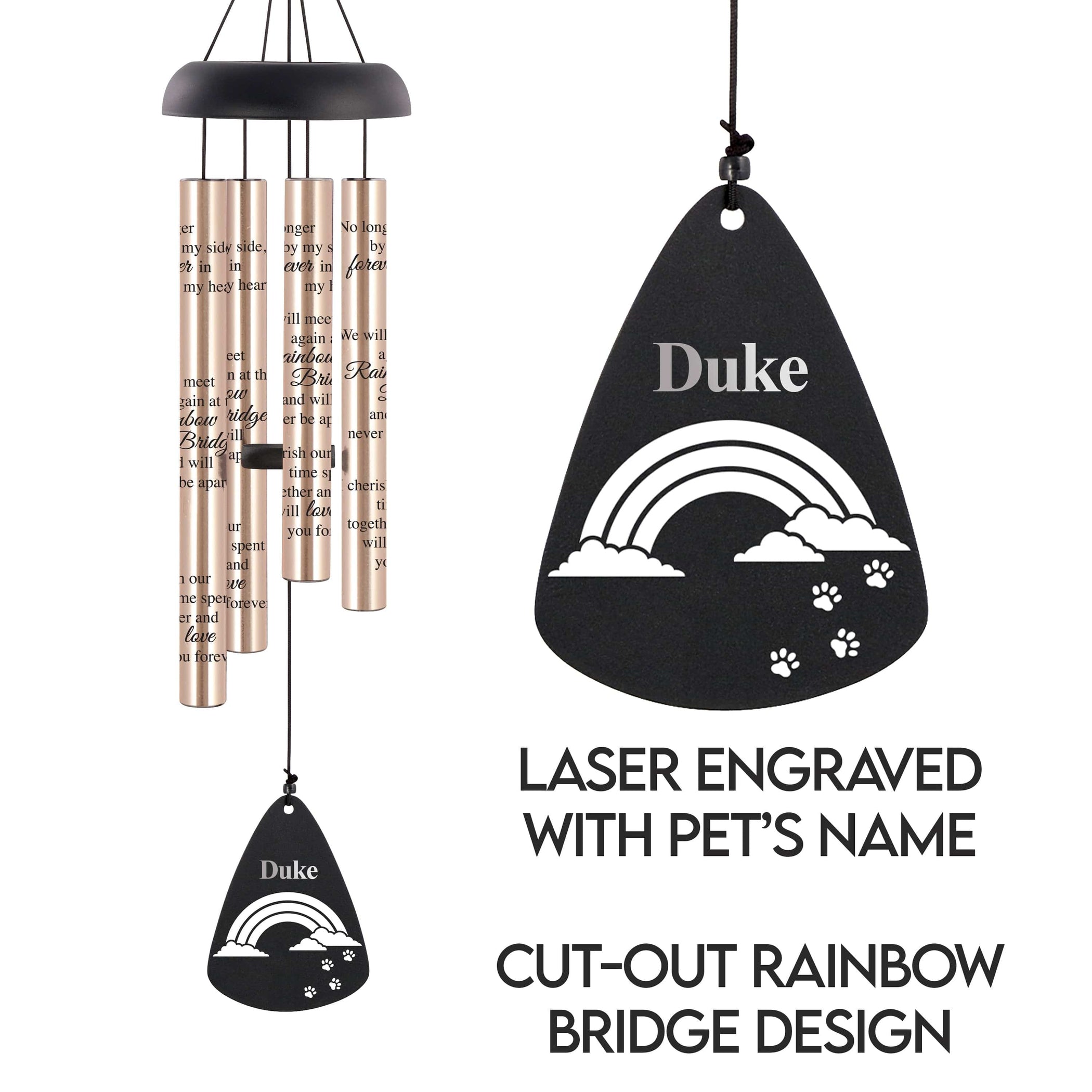 Personalized Rainbow Bridge 21" Pet Memorial Wind Chime — 28 Collective