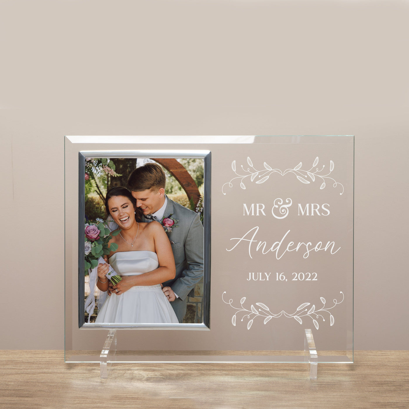 Personalized Mr and Mrs Wedding Glass Picture Frame — 28 Collective